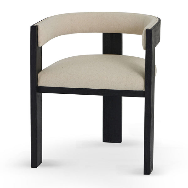 Ex Display - Miles Black ELM Dining Chair - Light Beige | Interior Secrets