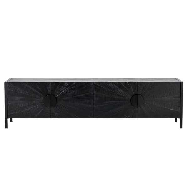 Adaline 2.1m Wooden TV Entertainment Unit - Black | Interior Secrets
