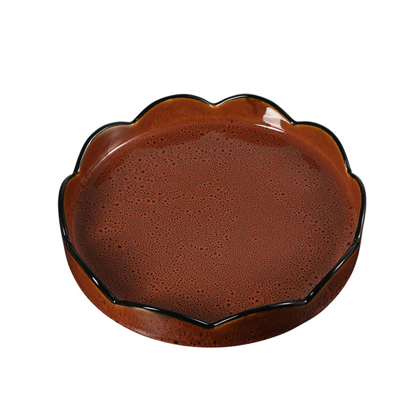 Rusta Round Glaze Ceramic Tray - Red | Interior Secrets