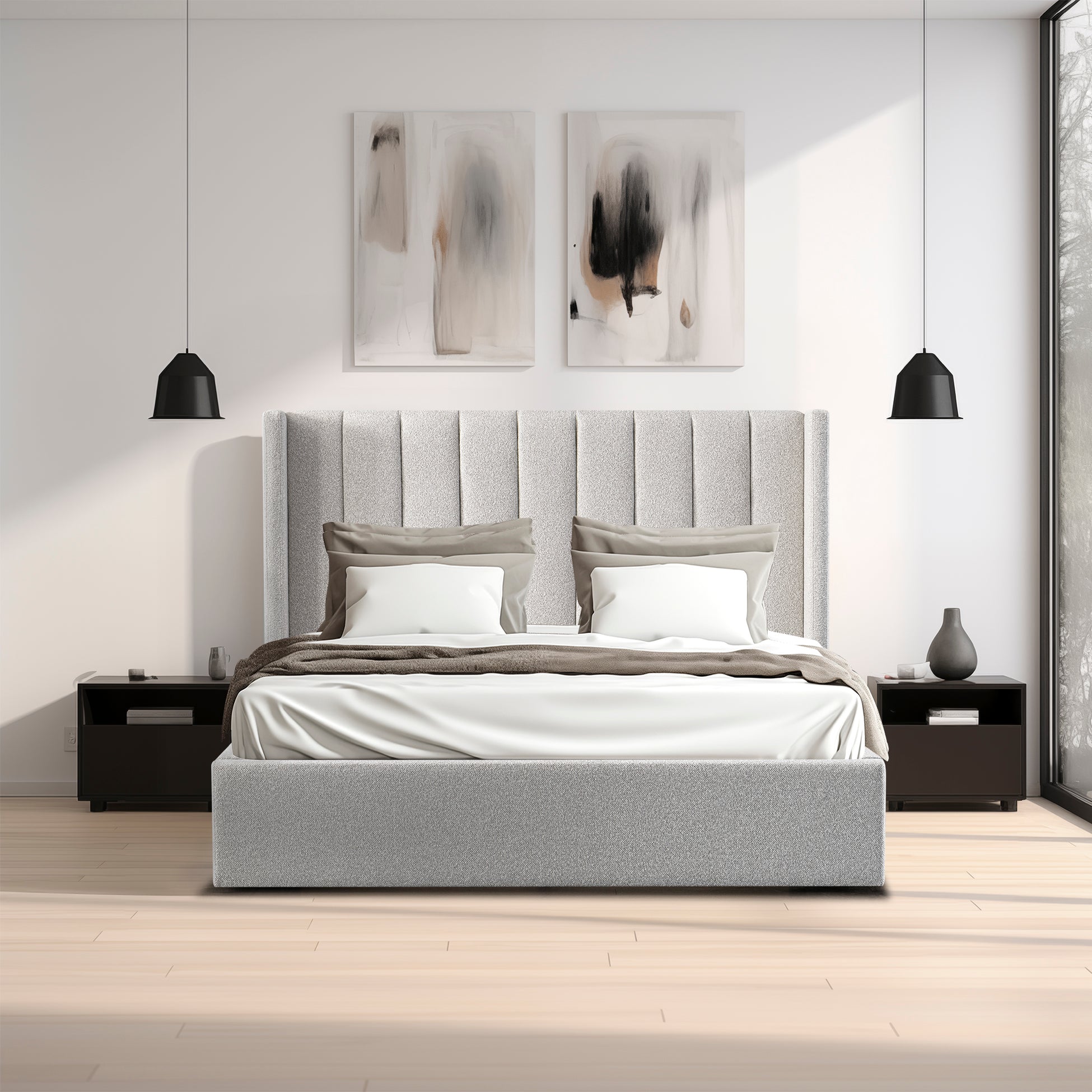 Hillsdale Wide Base Queen Bed Frame - Clay Grey | Interior Secrets