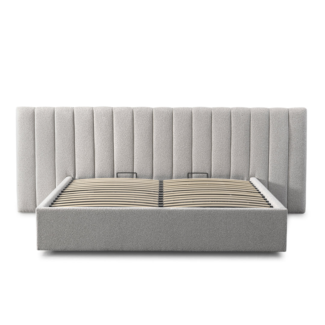 Ralph Wide Base King Sized Bed Frame - Clay Grey with Storage ...