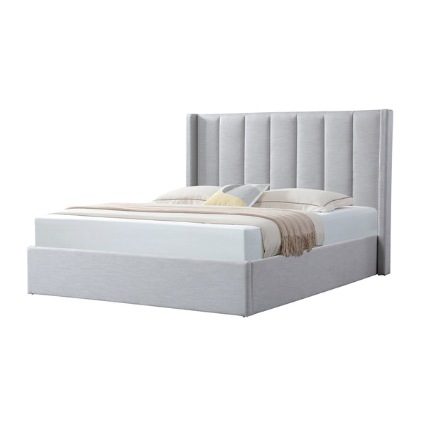 Betsy Fabric King Bed Frame - Pearl Grey with Storage | Interior Secrets