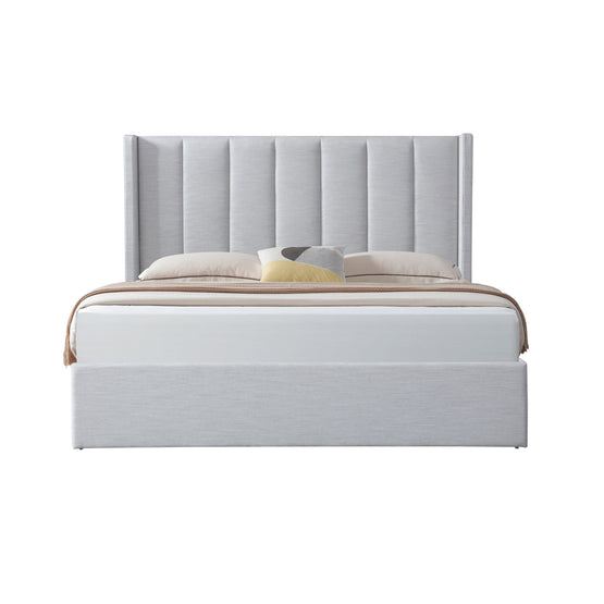 Betsy Fabric King Bed Frame - Pearl Grey with Storage | Interior Secrets