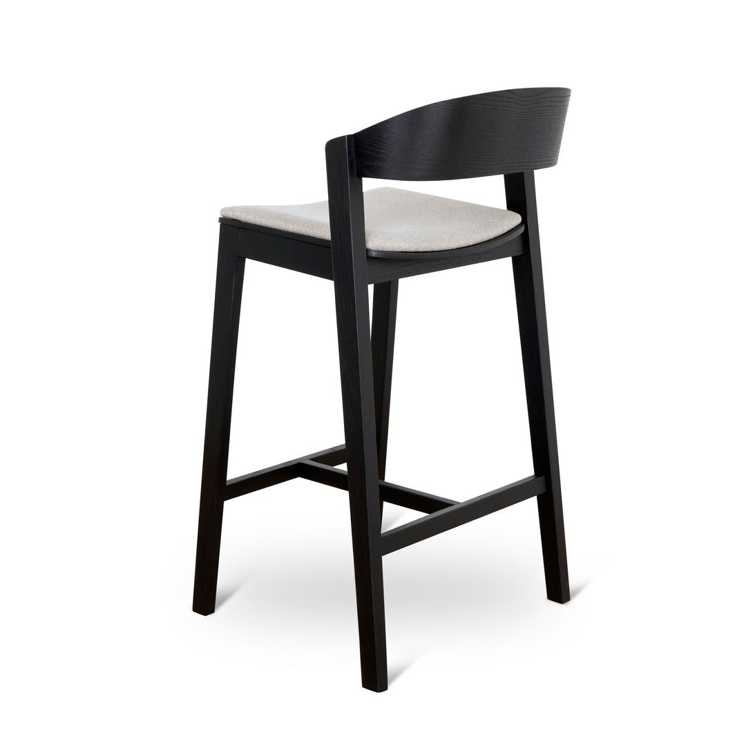 Davis Black Bar Stool - Grey Seat | Interior Secrets