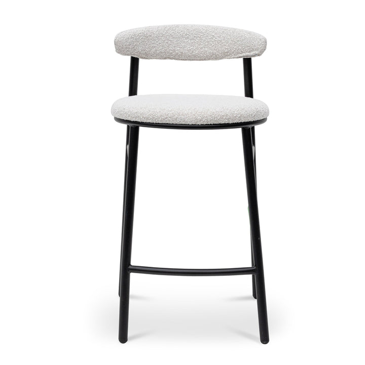 Set of 2 - Oneal 65cm Bar Stool - Moon White Boucle and Black L ...