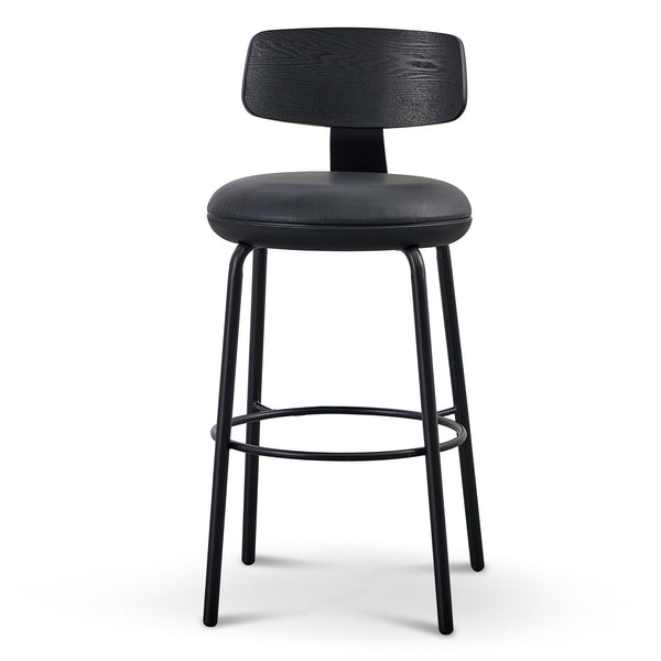Martino 65cm Bar Stool - Full Black | Interior Secrets