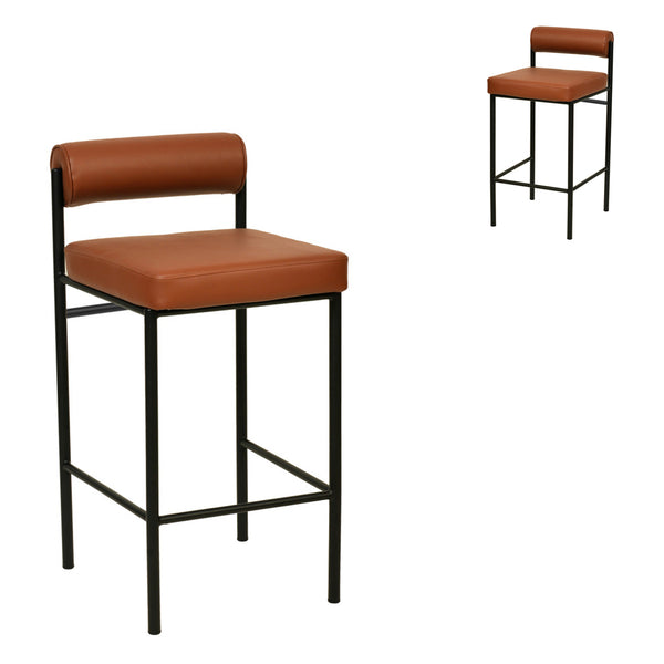 Set of 2 - Shaffer 65cm Fabric Bar Stool - Brown | Interior Secrets