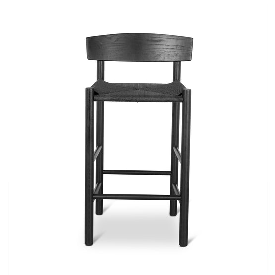Erika 65cm Bar Stool - Full Black with Back Rest | Interior Secrets