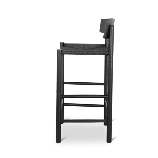 Erika 65cm Bar Stool - Full Black with Back Rest | Interior Secrets