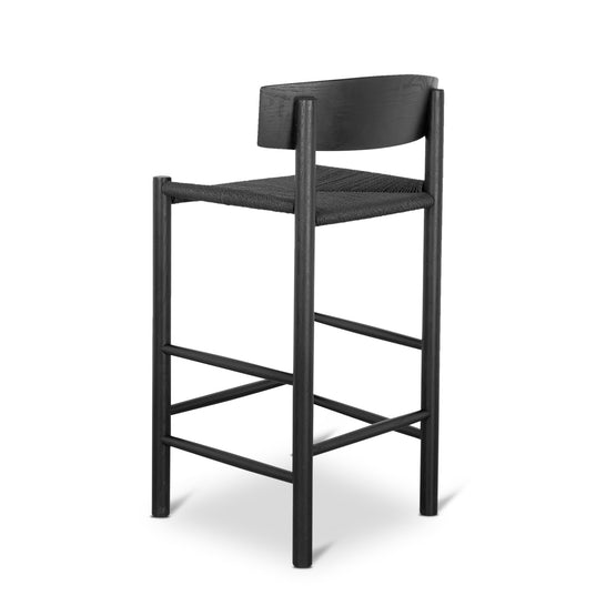 Erika 65cm Bar Stool - Full Black with Back Rest | Interior Secrets