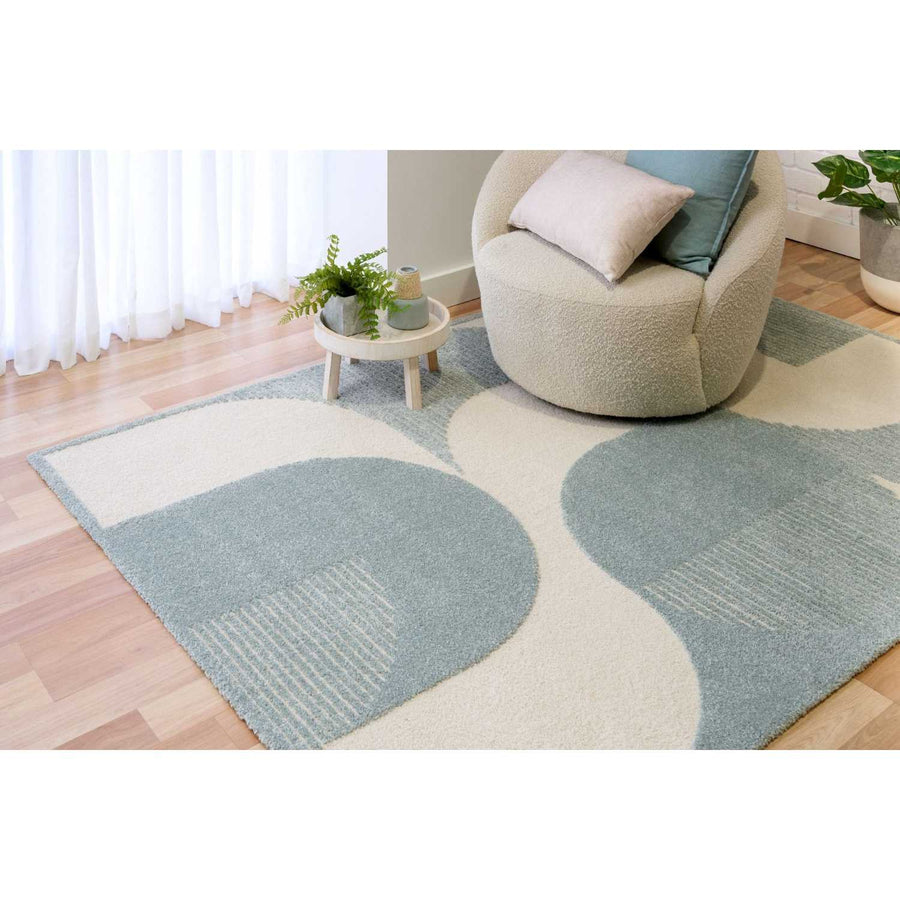 Ex Display - Bentleigh 240 x 340cm Rug - Blue & White | Interior Secrets