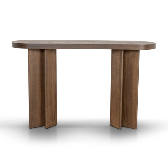Roshan 1.3m Pill Shape Console Table - Caramel Oak | Interior Secrets