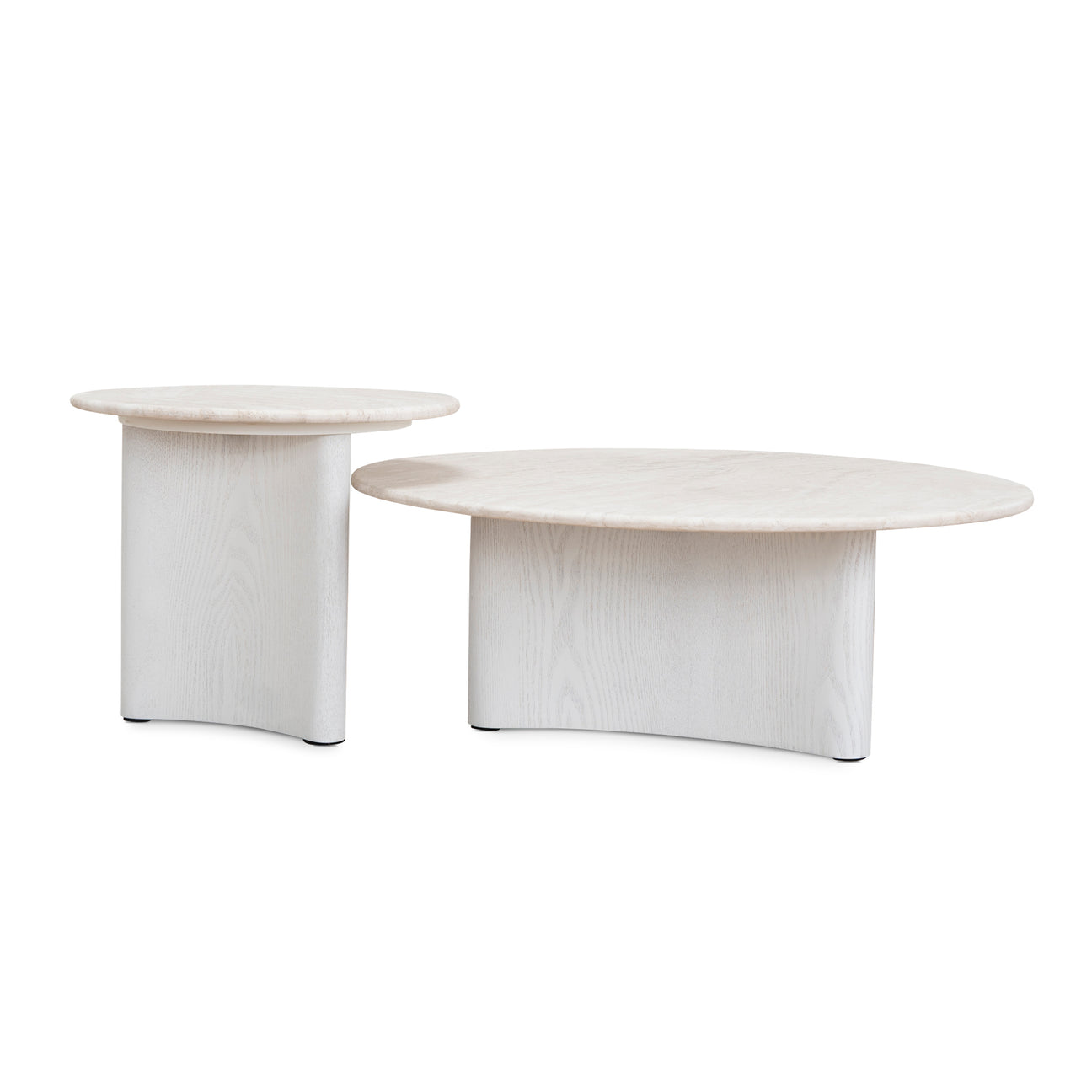 Zafar Nested Travertine Coffee Table - White | Interior Secrets