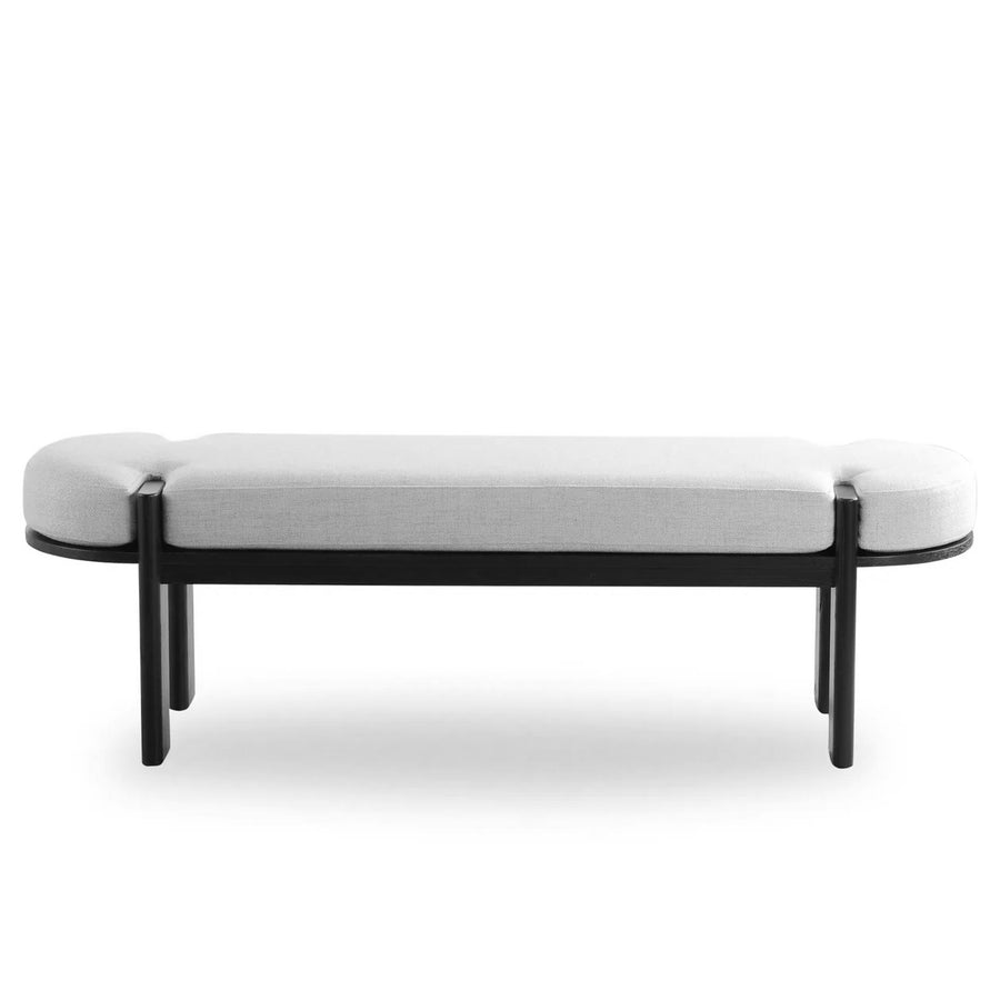 Jahoda 1.6m Black Elm Bench - Natural Linen | Interior Secrets