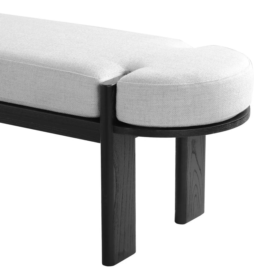 Jahoda 1.6m Black Elm Bench - Natural Linen | Interior Secrets