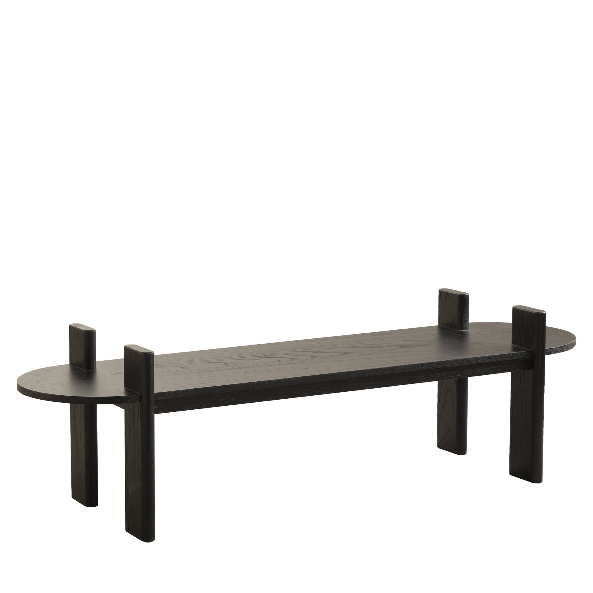 Jahoda 1.6m Black Elm Bench - Natural Linen | Interior Secrets