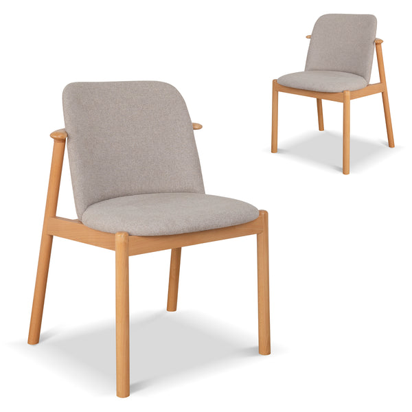 Set of 2 - Paul Natural Dining Chair - Grey Seat | Interior Secrets
