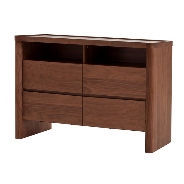 Modesta Glass Top Chest of Drawer - Walnut | Interior Secrets