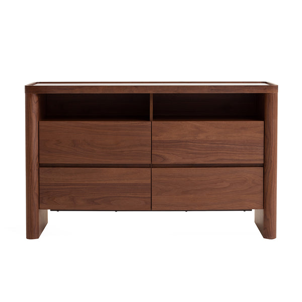 Modesta Glass Top Chest of Drawer - Walnut | Interior Secrets