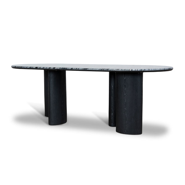 Ex Display - Vienna 2.2m Black Marble Dining Table - Black | Interior ...