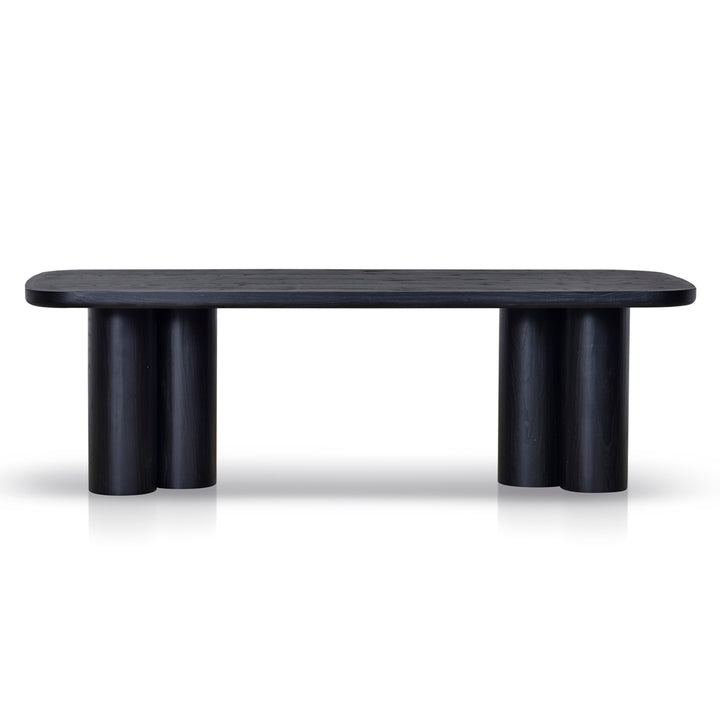 Hallie 2.4m Elm Dining Table - Full Black | Interior Secrets