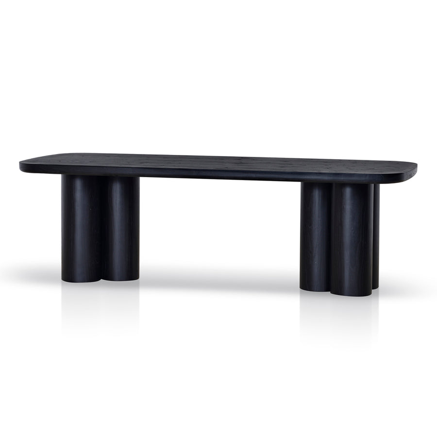 Hallie 2.4m Elm Dining Table - Full Black | Interior Secrets