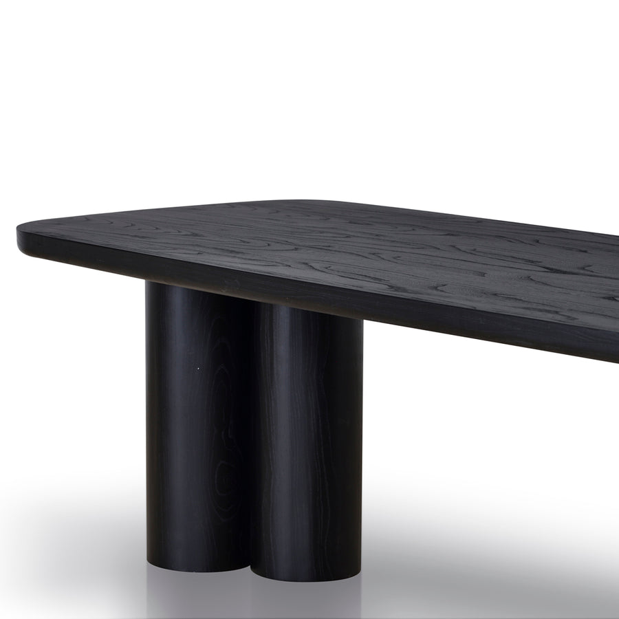 Hallie 2.4m Elm Dining Table - Full Black | Interior Secrets