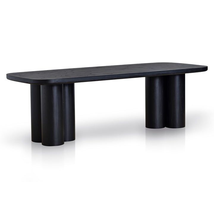 Hallie 2.4m Elm Dining Table - Full Black | Interior Secrets
