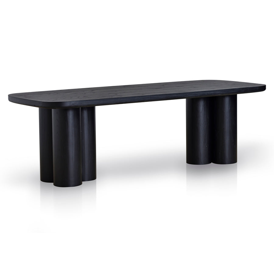 Hallie 2.4m Elm Dining Table - Full Black | Interior Secrets