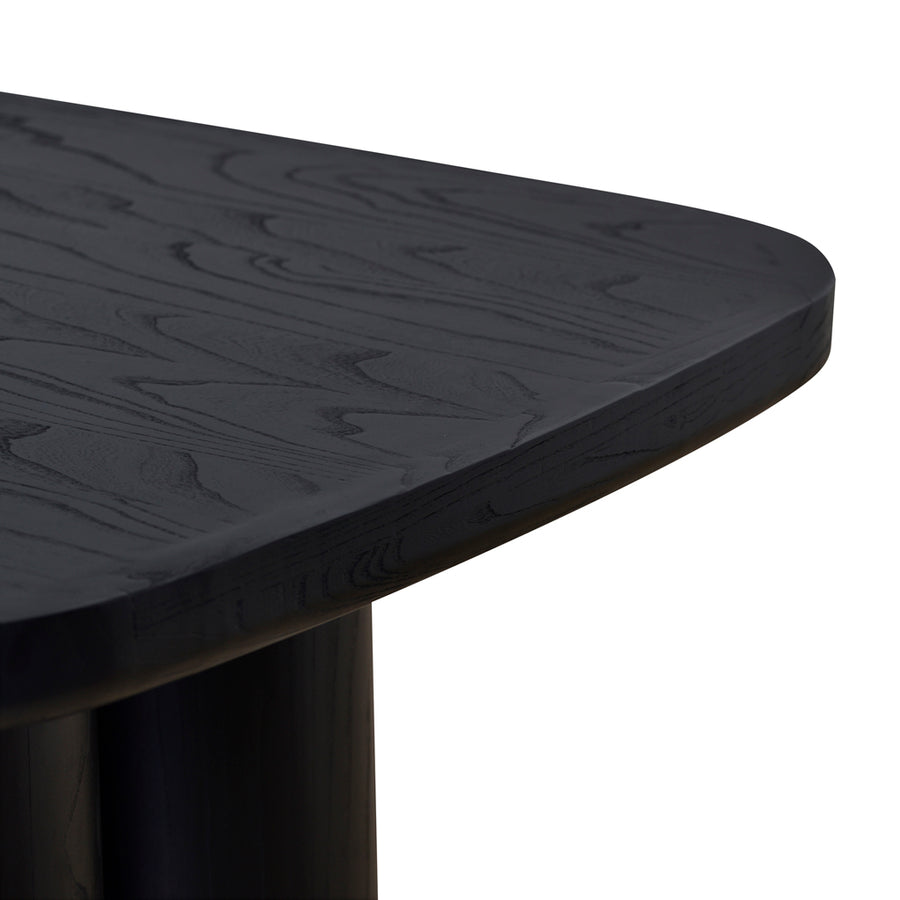Hallie 2.4m Elm Dining Table - Full Black | Interior Secrets