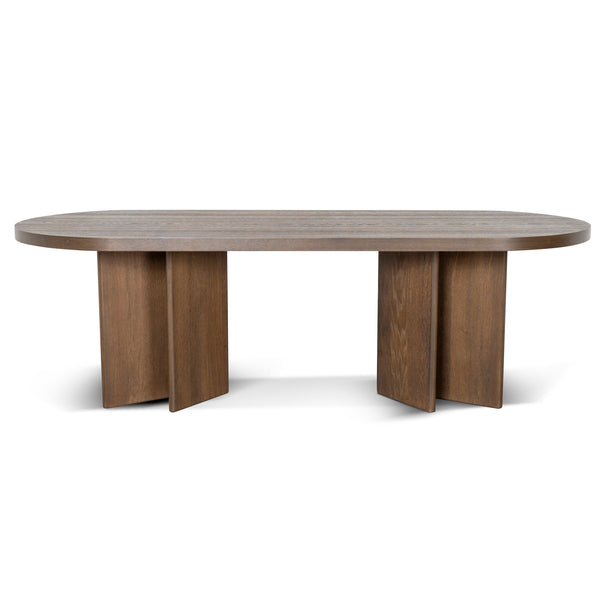 Roshan 2.4m Pill Shape Dining Table - Caramel Oak | Interior Secrets