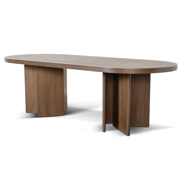 Roshan 2.4m Pill Shape Dining Table - Caramel Oak | Interior Secrets