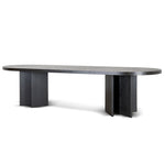 Roshan 3m Pill Shape Dining Table - Textured Espresso Black | Interior Secrets