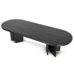 Roshan 3m Pill Shape Dining Table - Textured Espresso Black | Interior Secrets