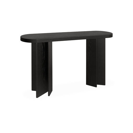 Roshan 1.3m Pill Shape Console Table - Textured Espresso Black ...
