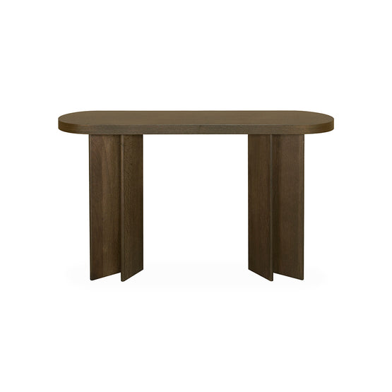 Roshan 1.3m Pill Shape Console Table - Caramel Oak | Interior Secrets