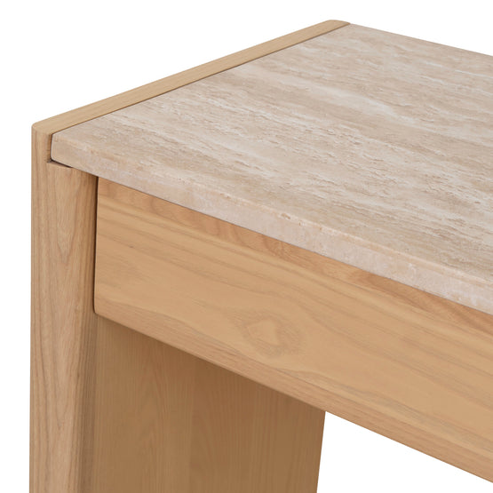 Linden 1.4m Travertine Top Console Table - Creme Ash | Interior Secrets