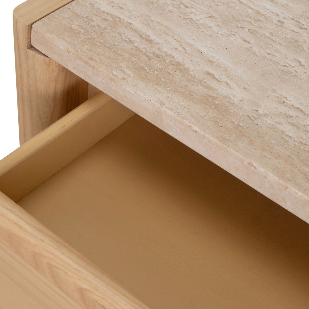 Linden 1.4m Travertine Top Console Table - Creme Ash | Interior Secrets