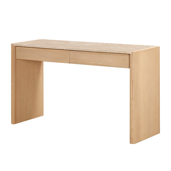 Linden 1.4m Travertine Top Console Table - Crème Ash | Interior Secrets