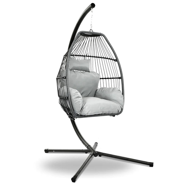 Ubud Outdoor Wicker Egg Pod Chair - Grey | Interior Secrets