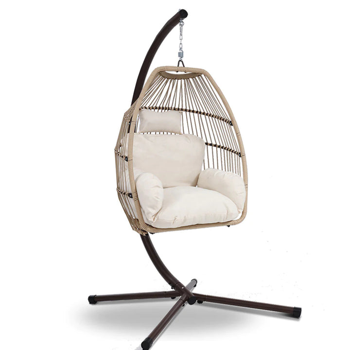 Ubud Outdoor Wicker Egg Pod Chair - Latte | Interior Secrets
