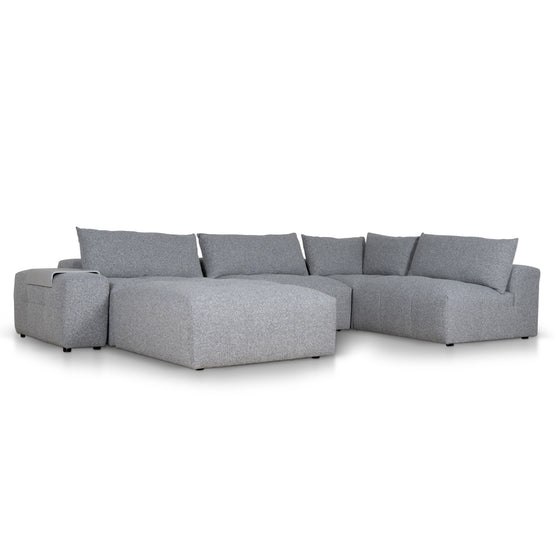 Oliver Modular Chaise Fabric Sofa - Glacier Grey | Interior Secrets