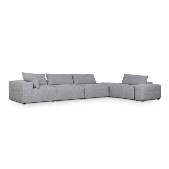 Oliver Modular Chaise Fabric Sofa - Glacier Grey | Interior Secrets