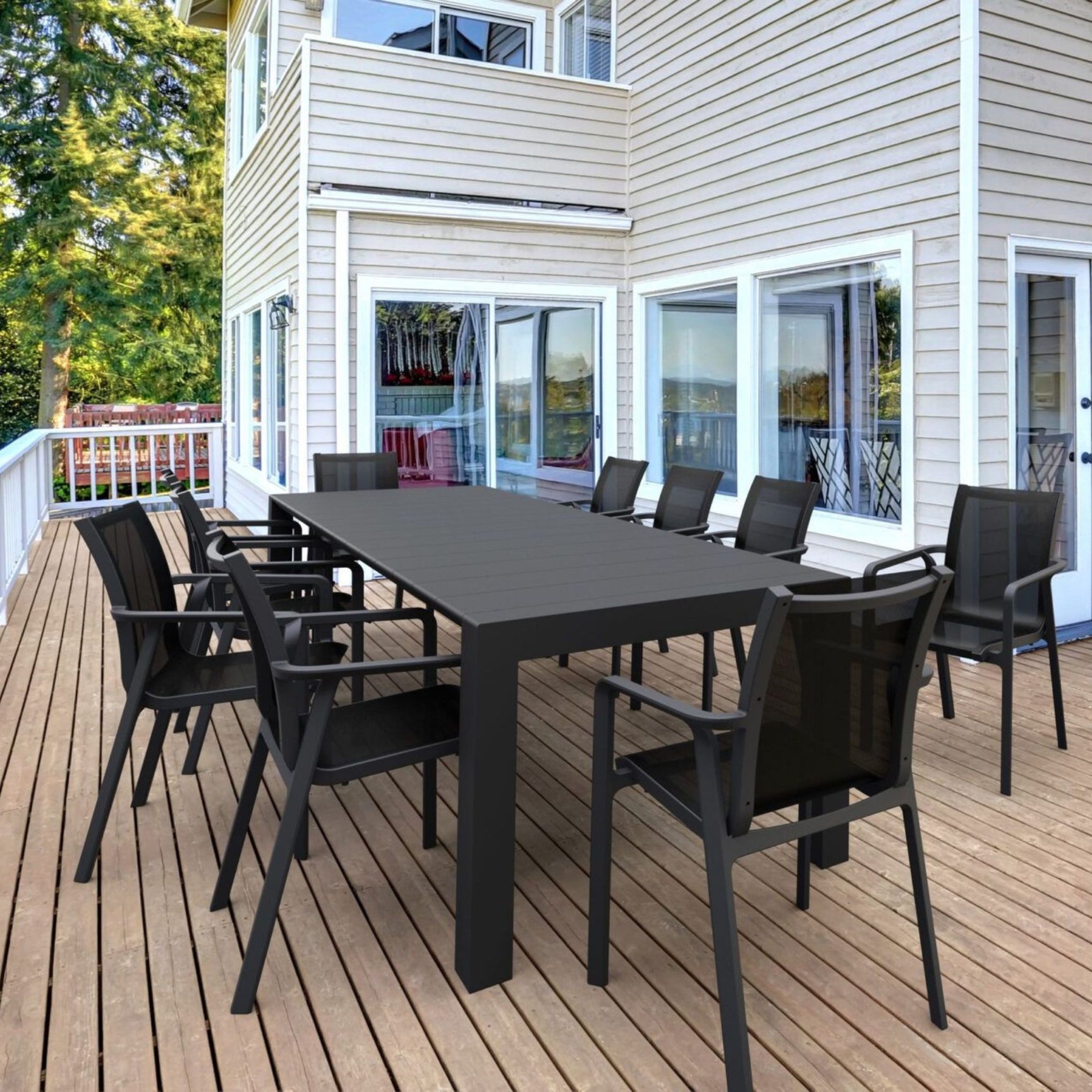 Esterno Range 11 Piece Outdoor Sets with Extendable Table - Black ...