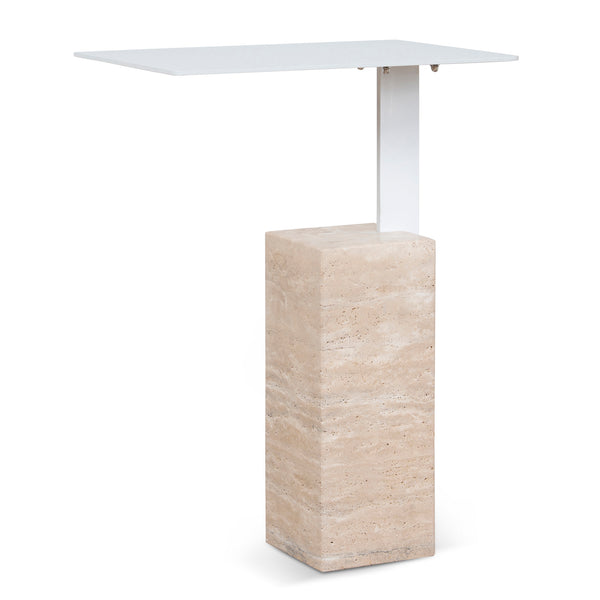 Hilaria 40cm Matte White Side Table - Natural | Interior Secrets