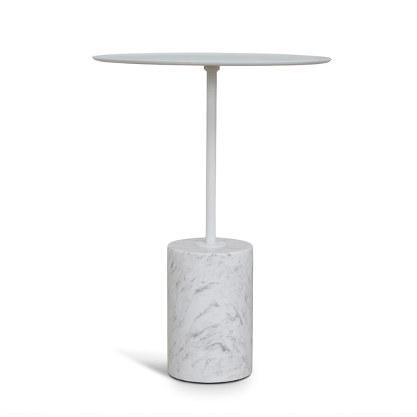 Pravina 45cm Matte White Side Table - Carrara Marble | Interior Secrets