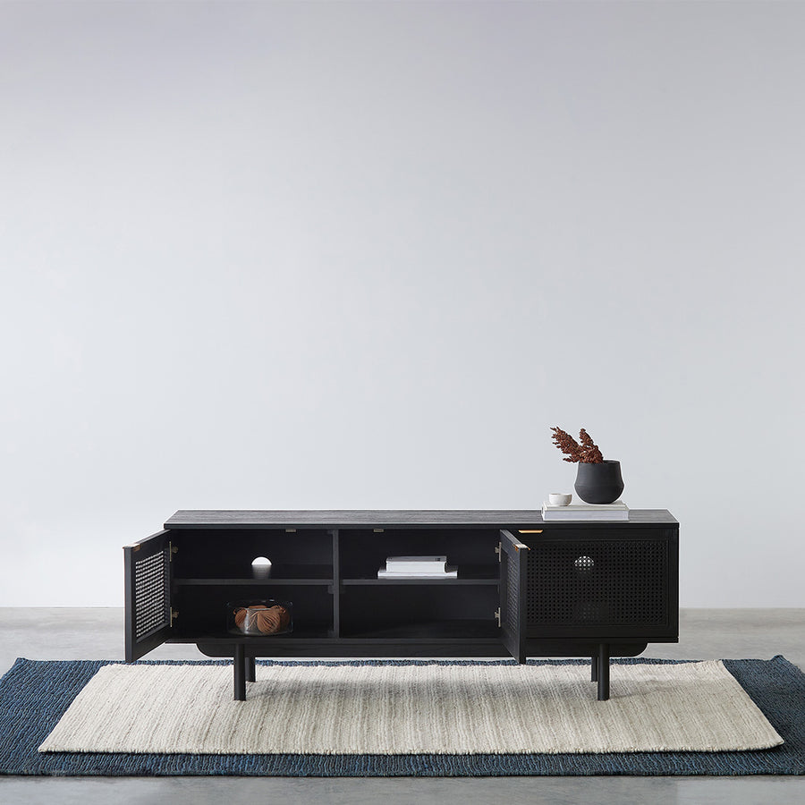 Benitez 1.7m ELM TV Entertainment Unit - Full Black | Interior Secrets