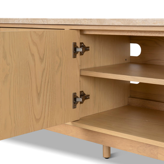 Linden 2.1m Travertine Top TV Entertainment Unit - Creme Ash | Interior ...