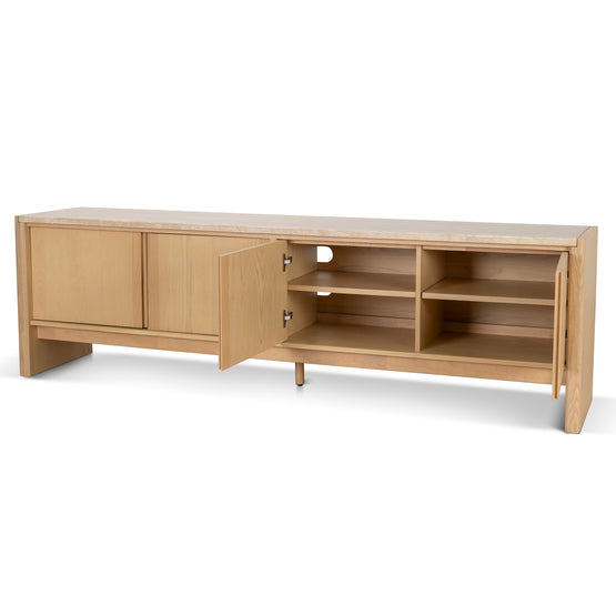 Linden 2.1m Travertine Top TV Entertainment Unit - Creme Ash | Interior ...