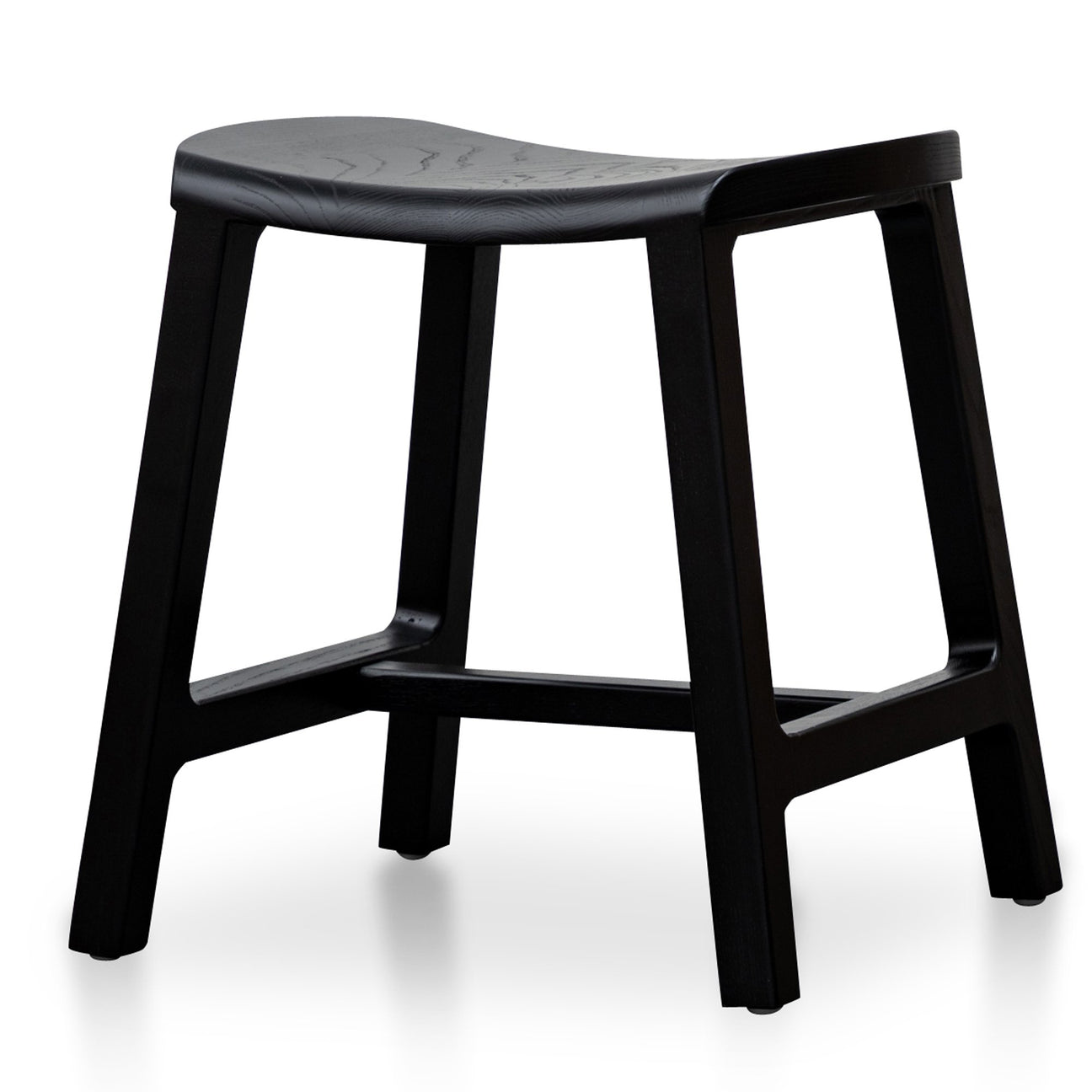 Judy 45cm Ash Wood Low Stool - Black | Interior Secrets
